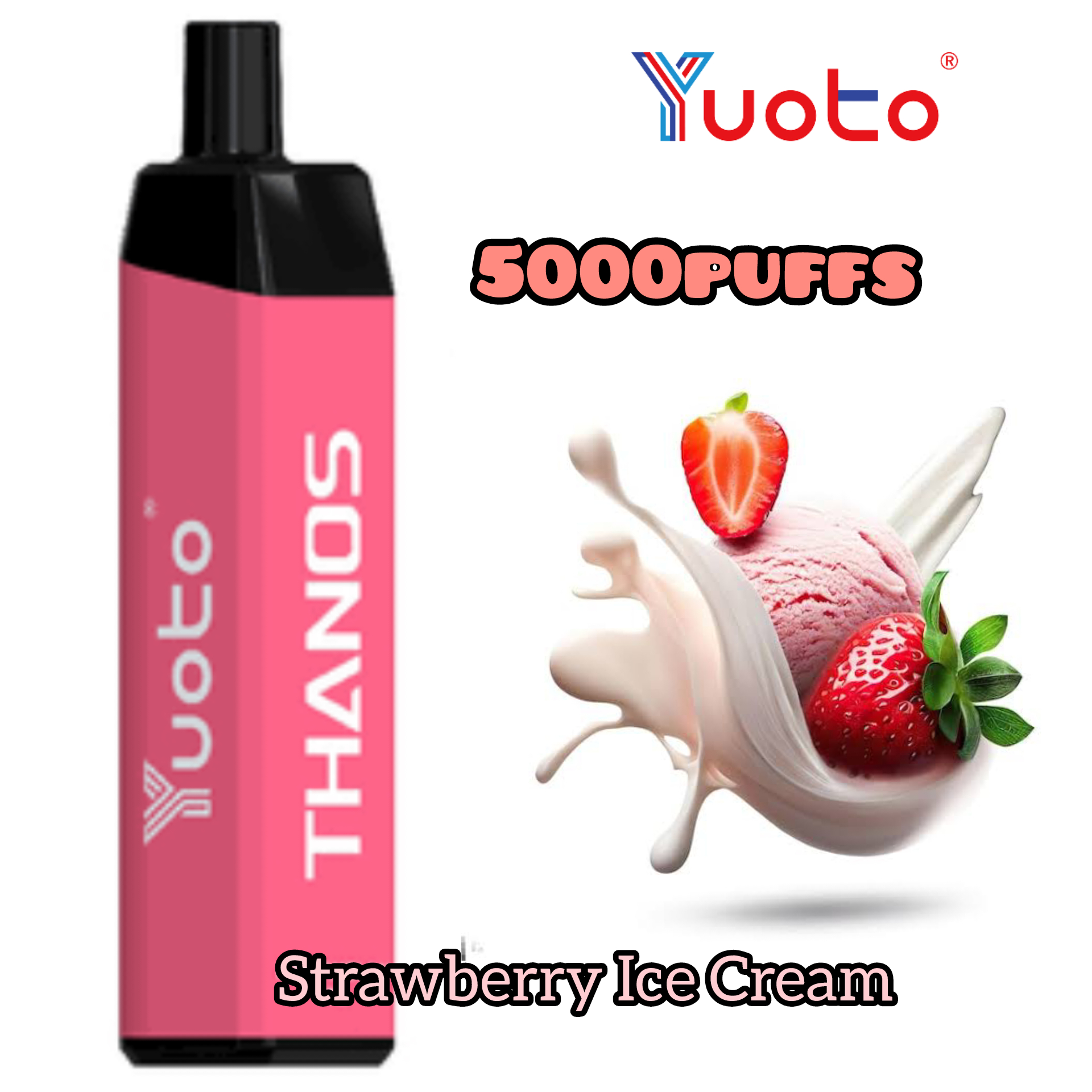 Strawberry Ice Cream, 5000Puffs (Yuoto Thanos) – Vapology E Cigarettes ...